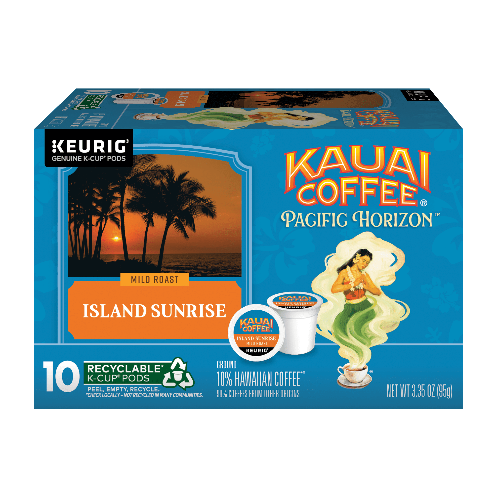 Kauai Coffee Island Sunrise Mild Roast K-Cup® Coffee Pods, 10 Ct ...