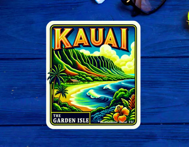 Kauai Sticker Indoor Outdoor Hi The Garden Isle Hawaii Souvenir Decal ...