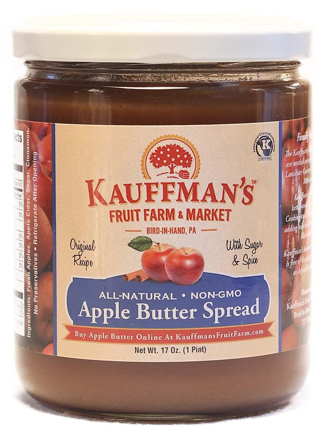 Kauffman Orchards Homemade Apple Butter Spread, Original, 17 Oz. Case ...
