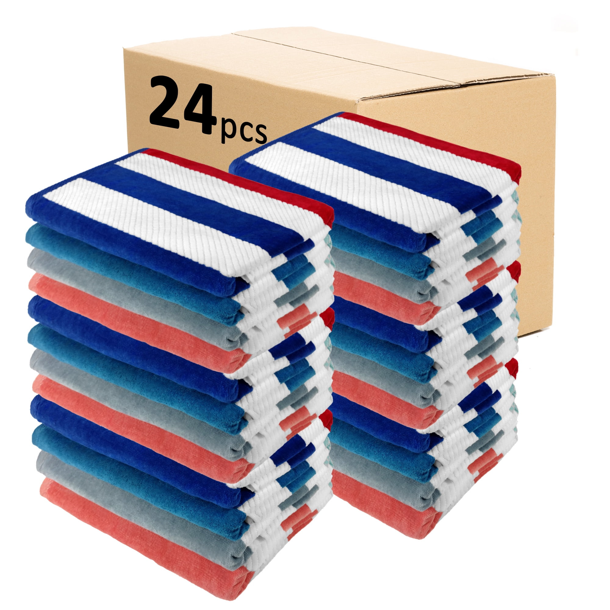 Kaufman - Extra Large, Thick 24 Pack Beach Towel, 100% Combed Ring Spun ...