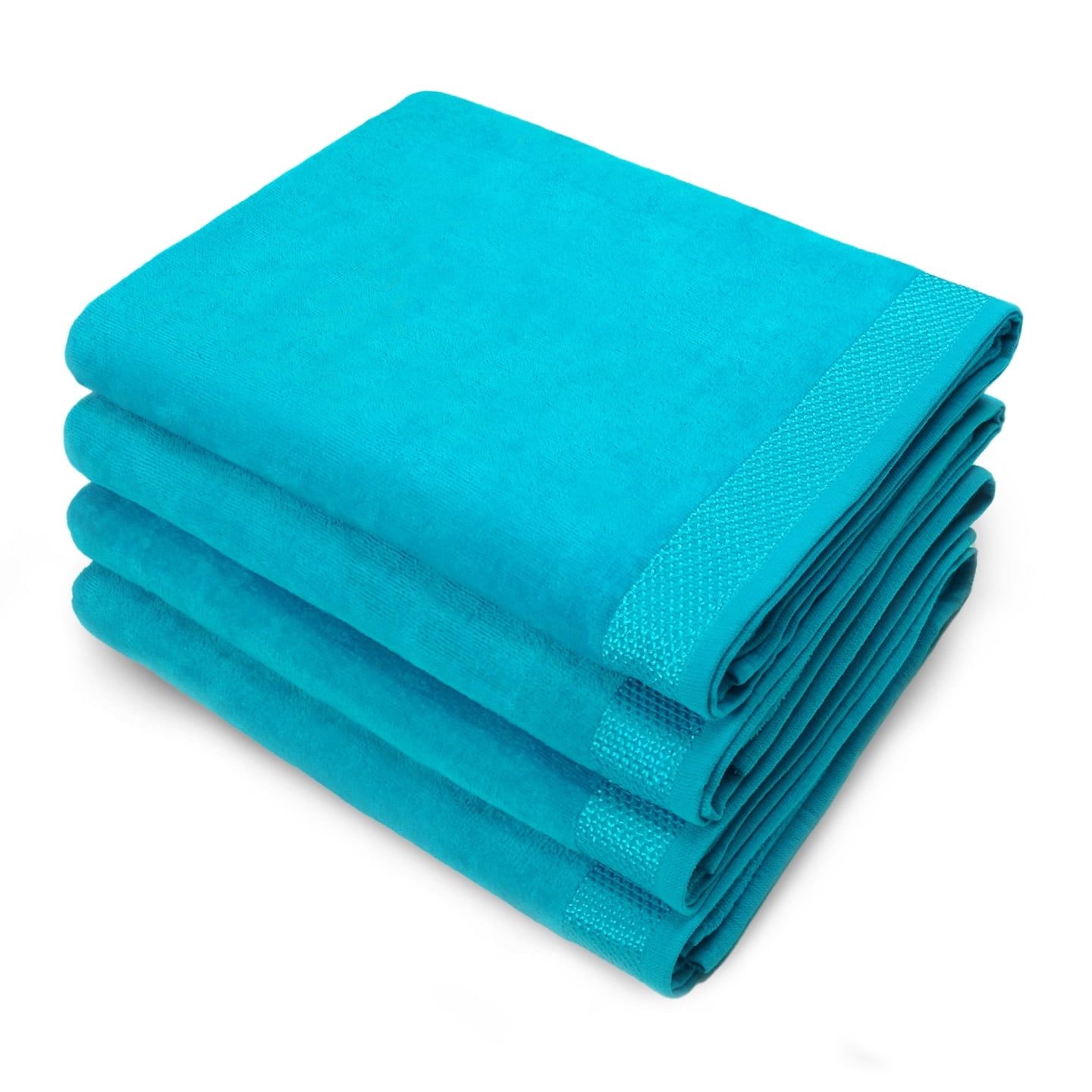 Kaufman - 4 Pack 30"x60" Solid Color Velour Beach Towel, Bath Towel ...