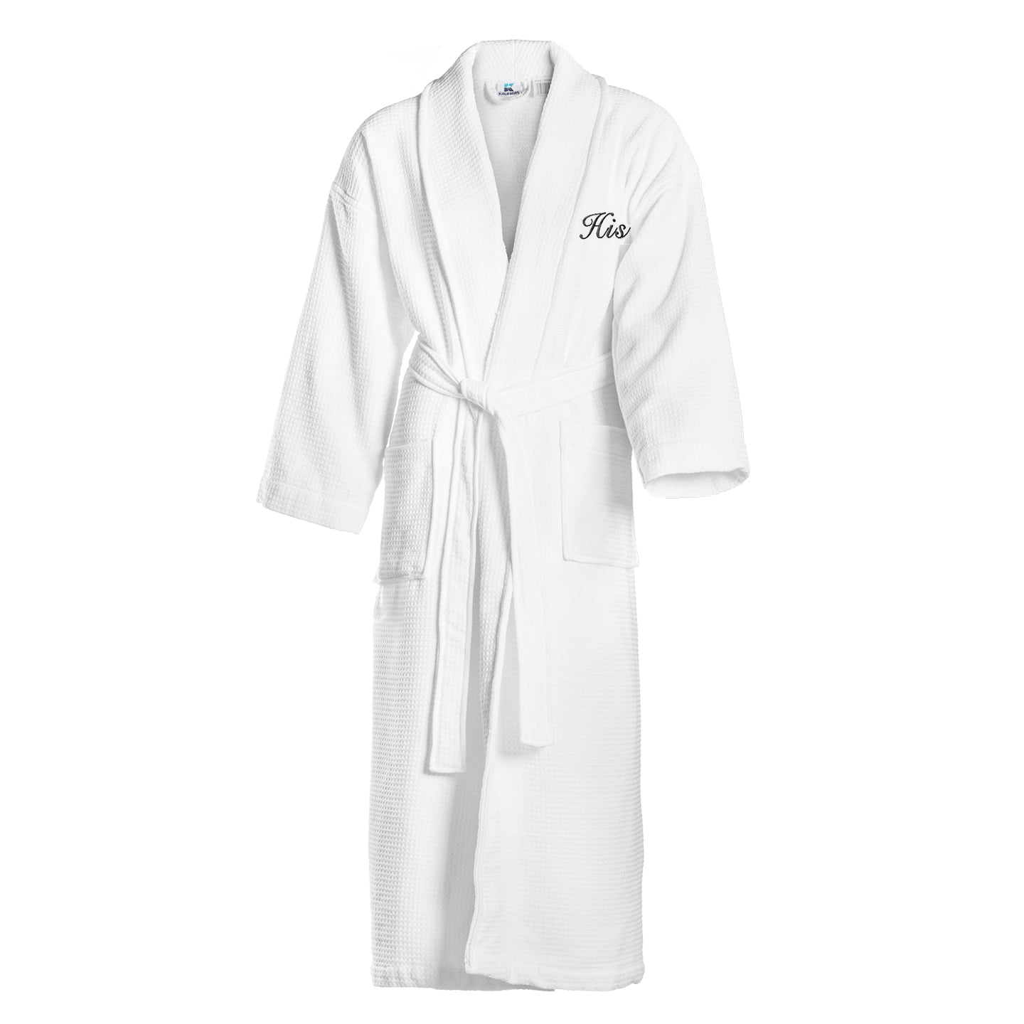 Kaufman His or Hers Embroidered White Shawl Collar Robe Black HIS ...