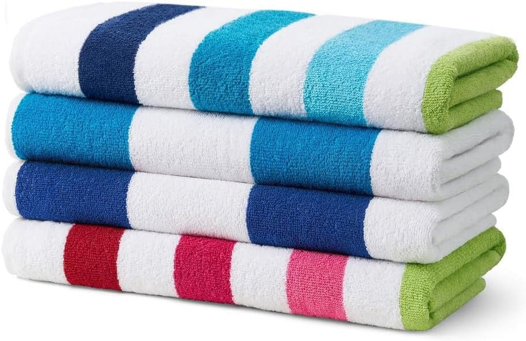 Kaufman - Large Beach Towels, 30" x 60" Terry Cabana Stripe, 4 Pack ...