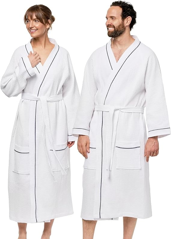 Kaufman - Luxury Bathrobe Waffle Kimono Bathrobes Unisex 100% Cotton ...