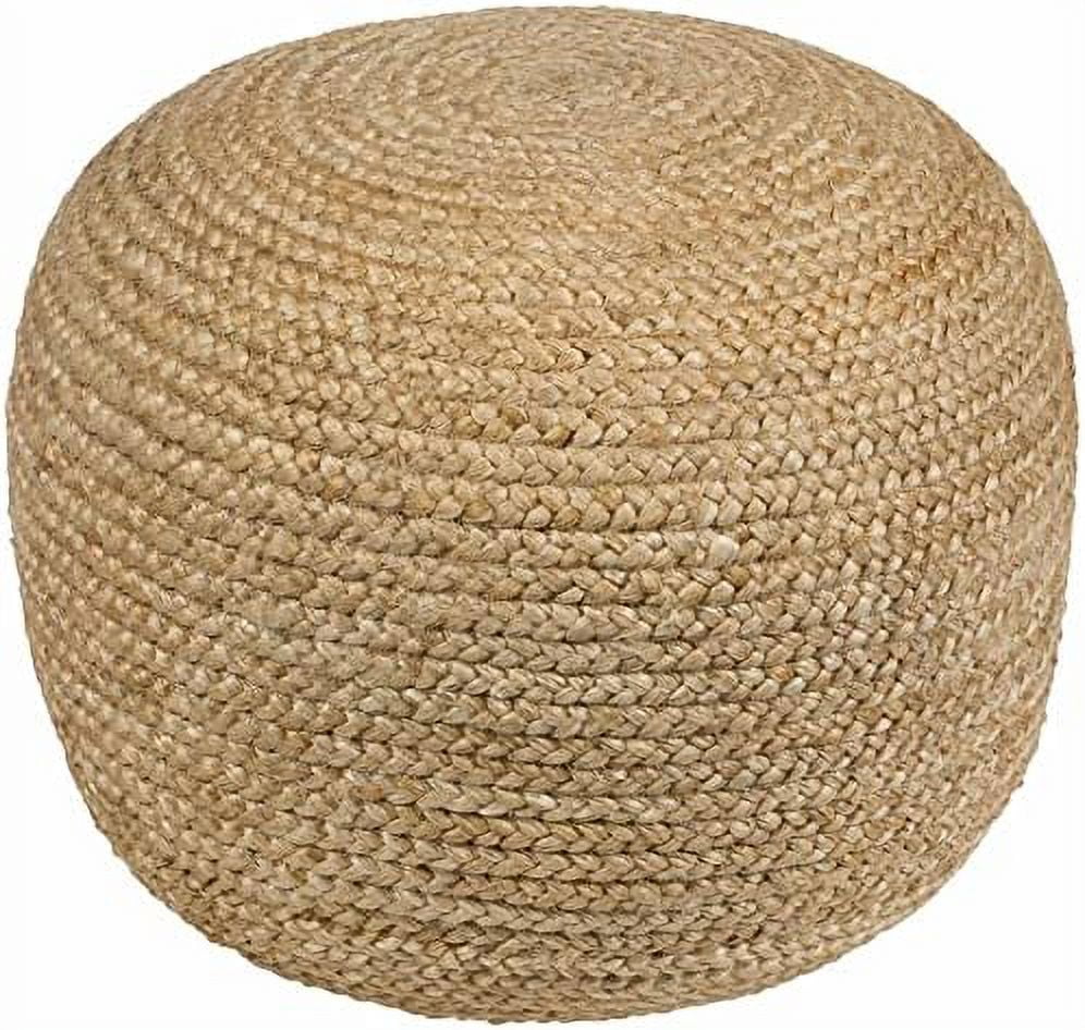 Kaumakani Natural Wicker Jute Round Pouf - Ottoman Style Braided Woven ...