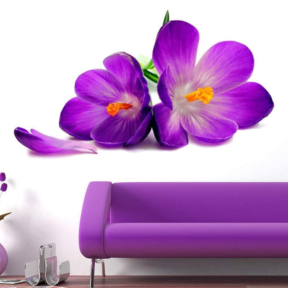 Kaushiki Collection Purple Flowers Wall Stickers for Living Rooms ...