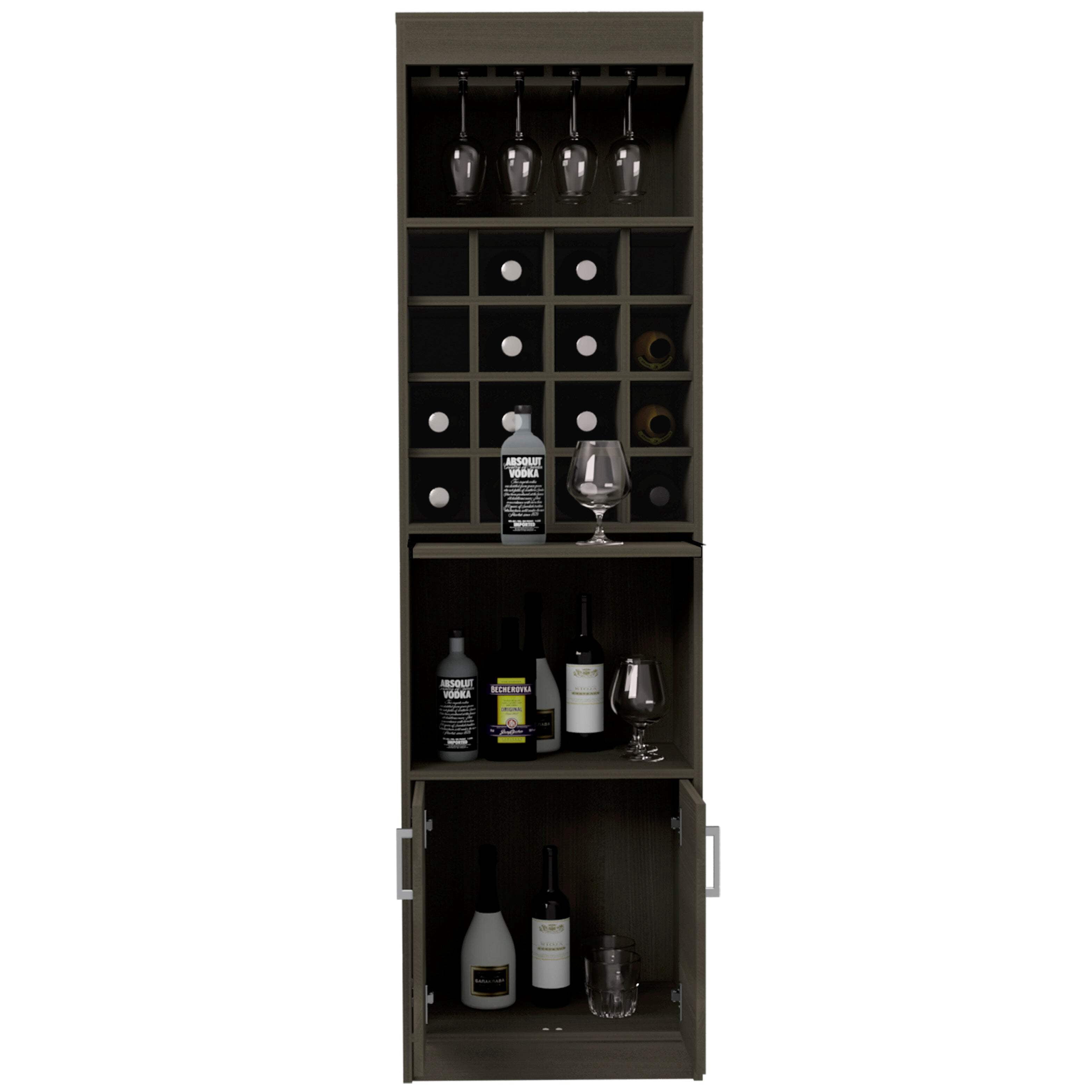 Kava Bar Cabinet, Concealable Serving Tray, Sixteen Built In Wine Rack ...