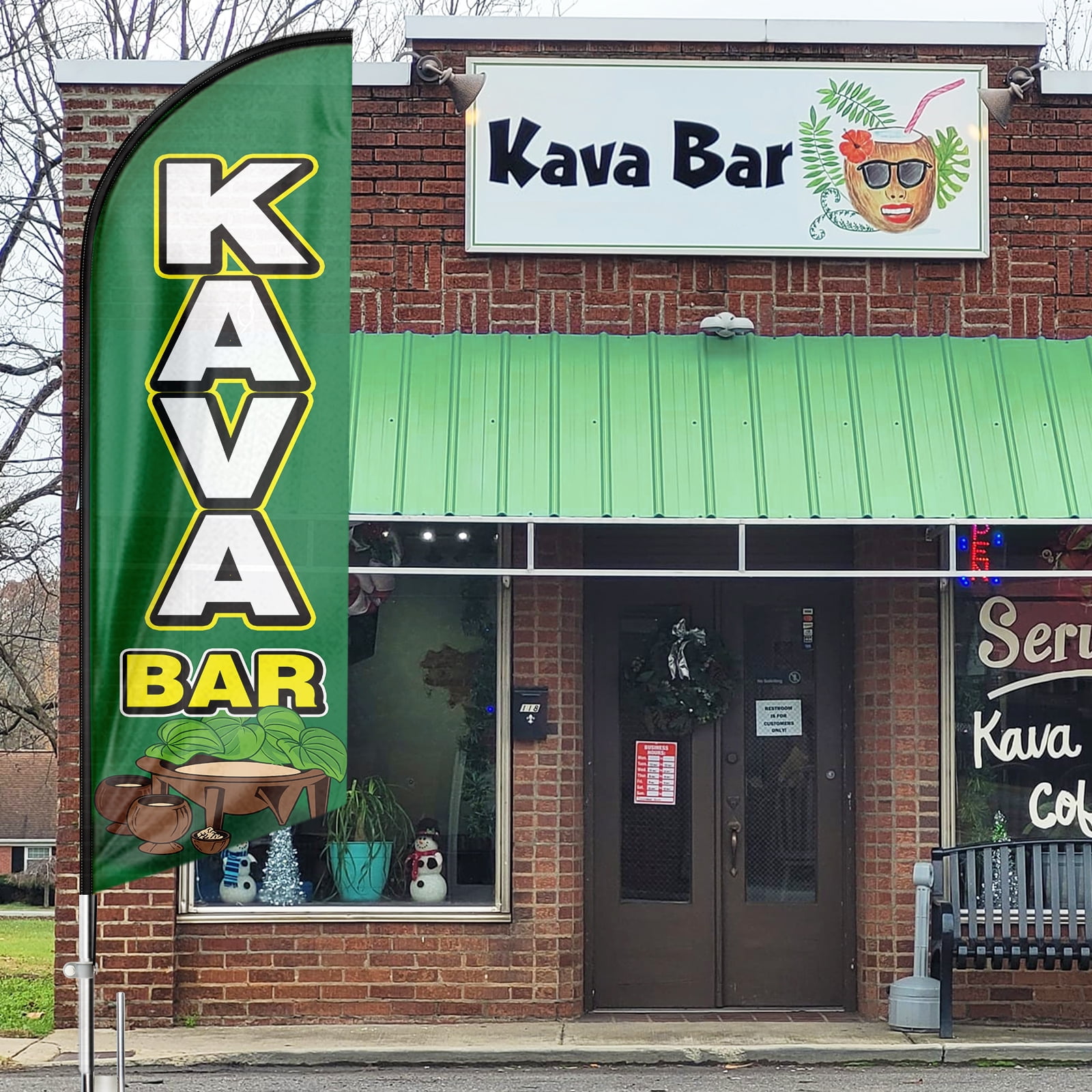 Kava Bar business Flag, 12FT Kava Bar Advertising Feather Flag,Kava Bar ...