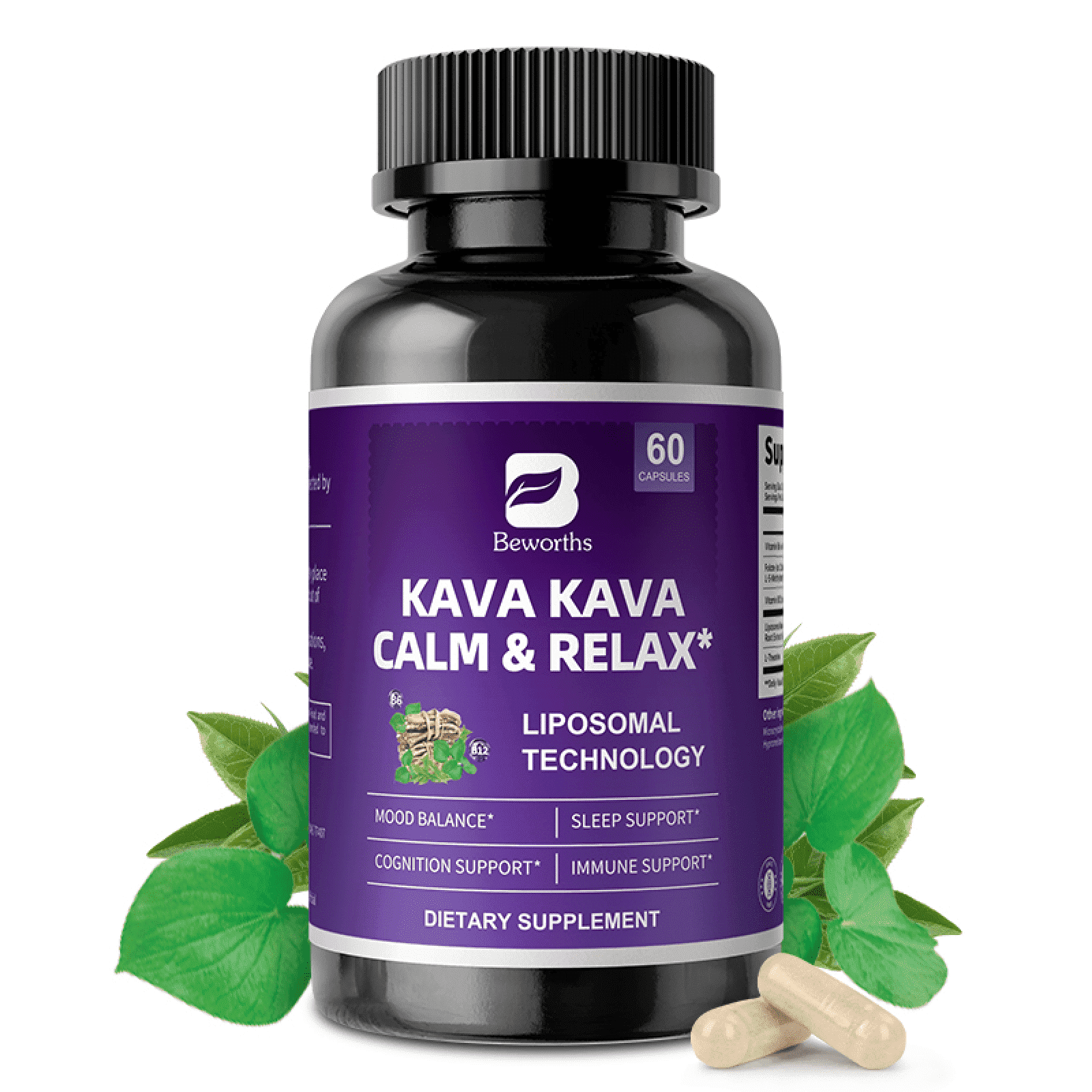 Kava Kava Root Extract Supplement, for Balanced Mood, Support Stress ...