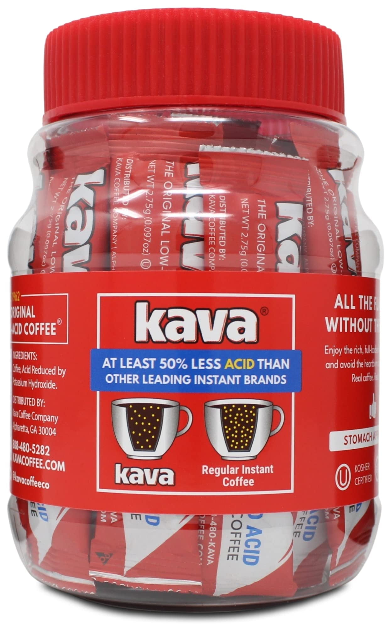 Kava Low Acid SCH4 Instant Coffee Single Serve Stick Packets, 20 Count ...