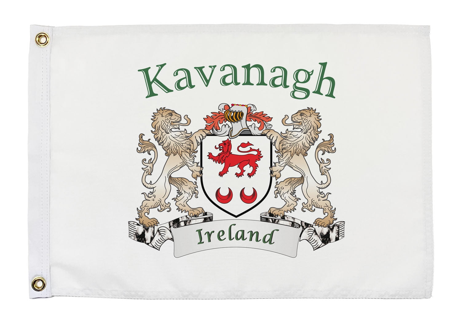Kavanagh Irish Coat of Arms Small White Flag - 16"x10.5" inches ...