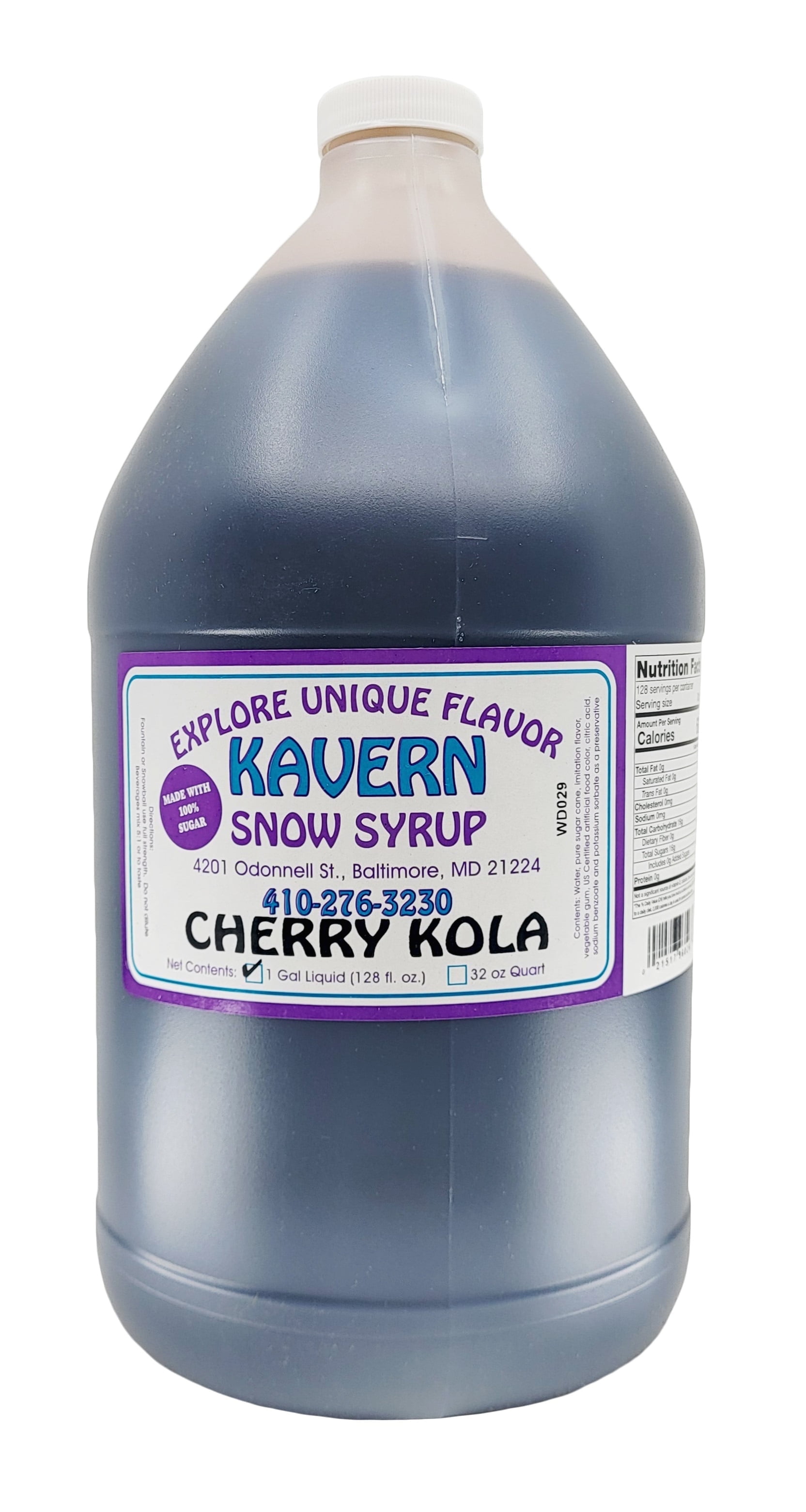 Kavern Cherry Kola (Cola) Snow Cone | Snowball Syrup (128 oz.) 1 Gallon ...