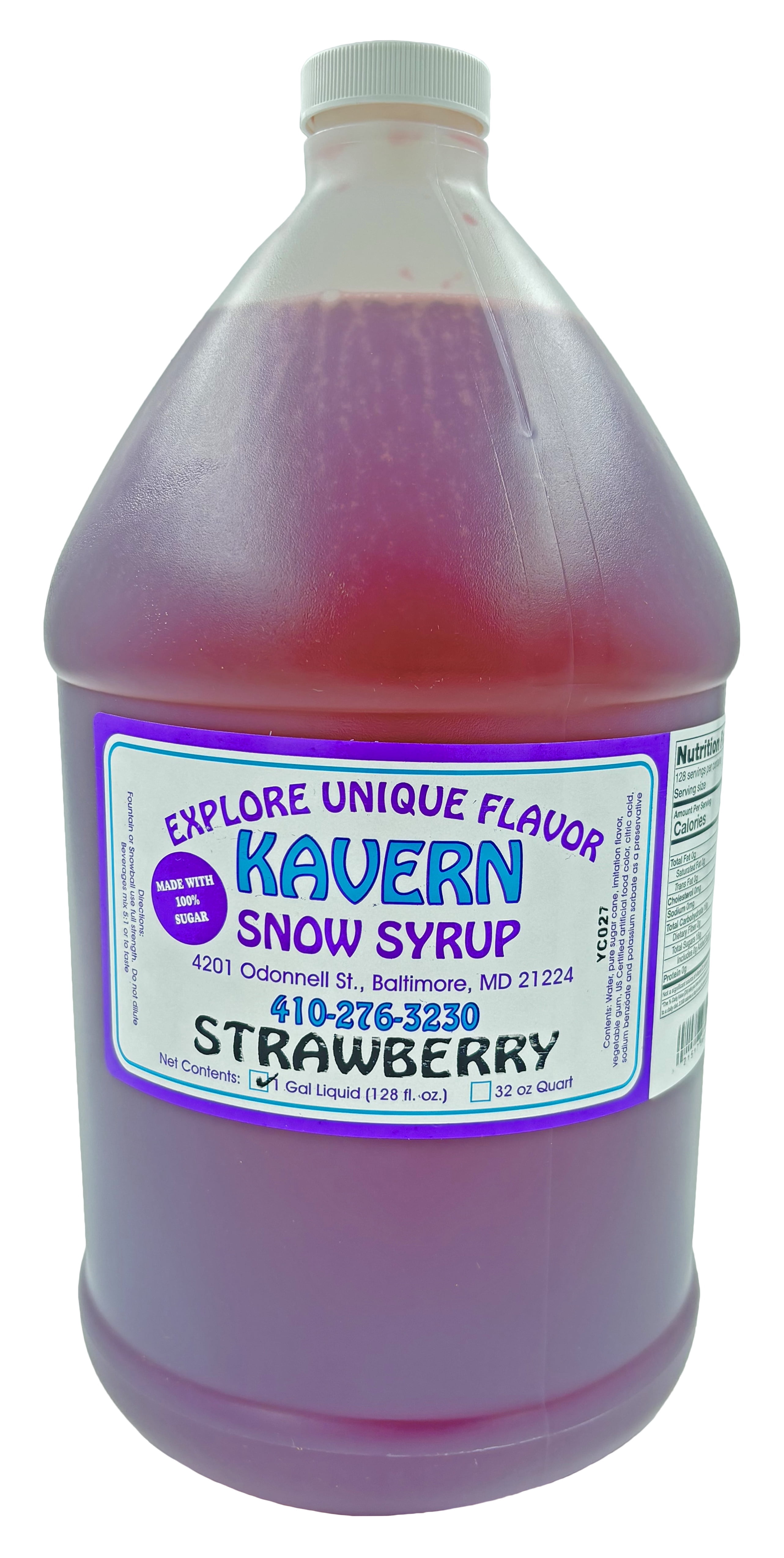 Kavern Strawberry Snow Cone | Snowball Syrup (128 oz.) 1 Gallon ...