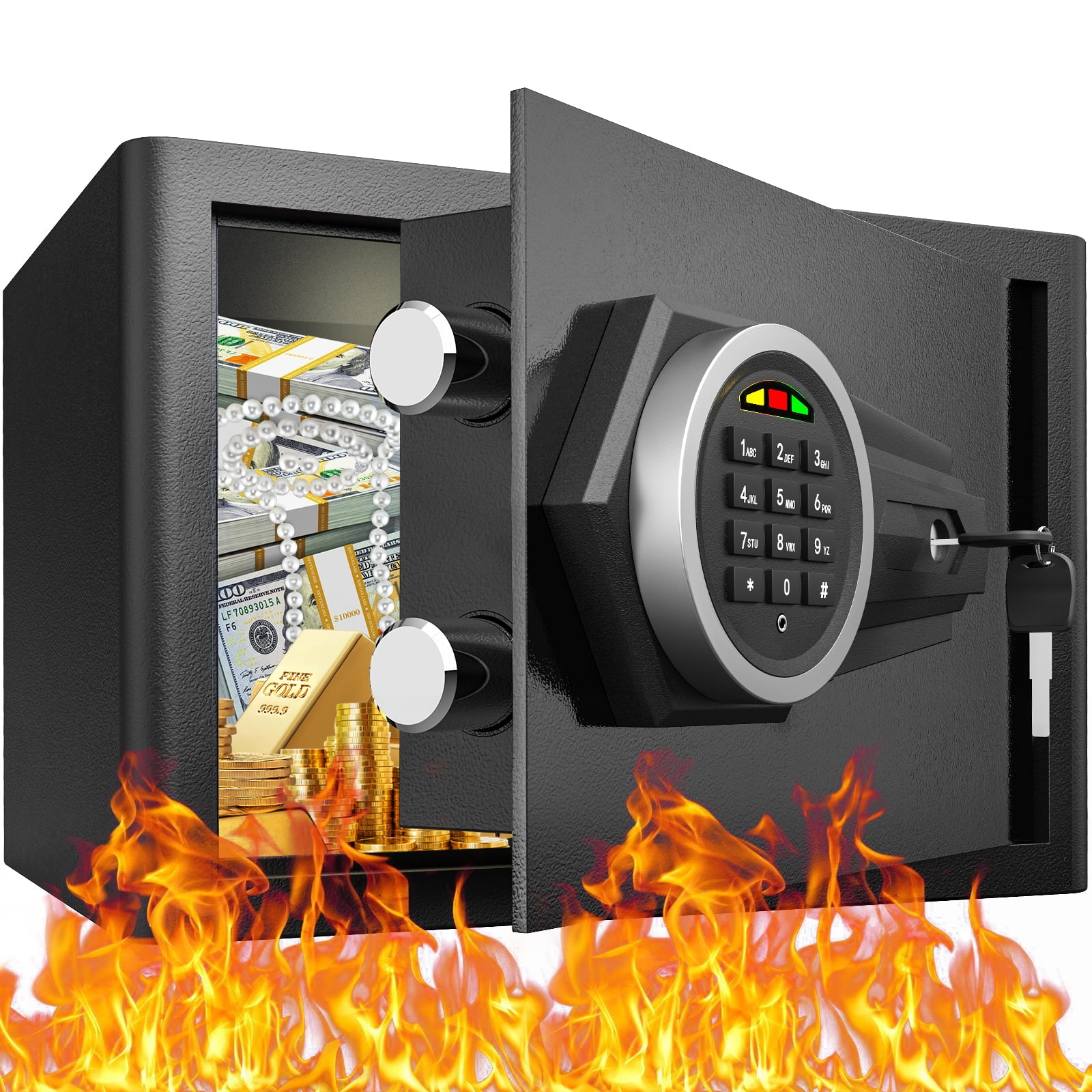 Kavey 0.5 Cub Fireproof Safe Box with Digital Keypad, Anti-Theft Lock ...