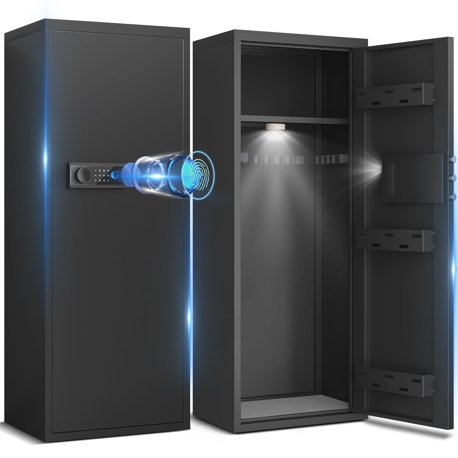 Kavey Biometric Gun Safe for 10-12 Guns, Unassembled, Backlit Keypad ...