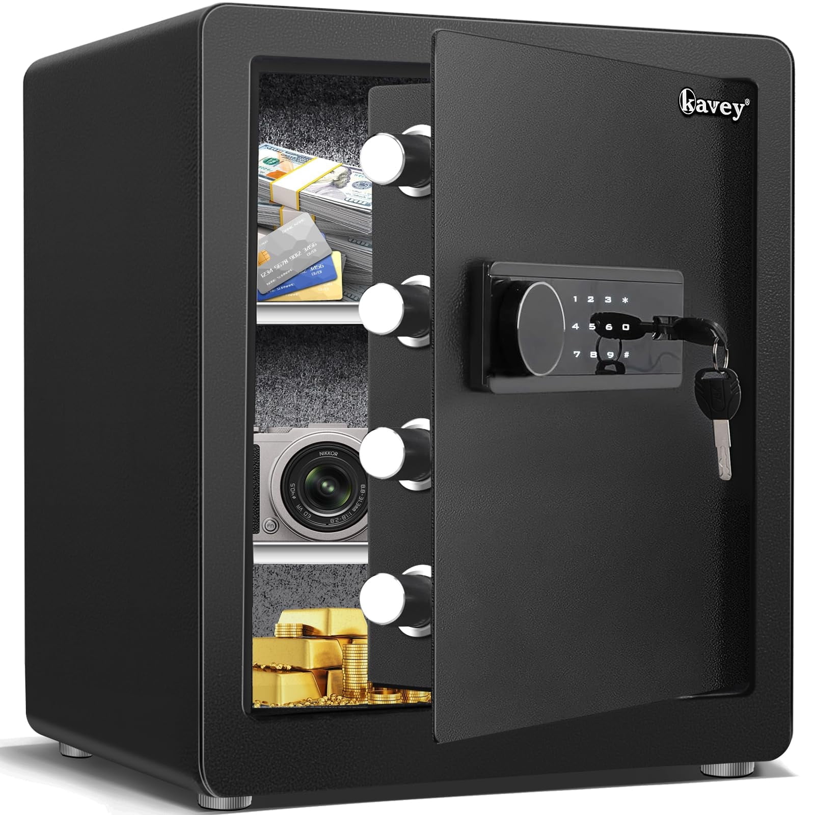 "Kavey 2.0 Cub Safe Box, Digital Home Safe with Dual Alarm, Adjustable ...