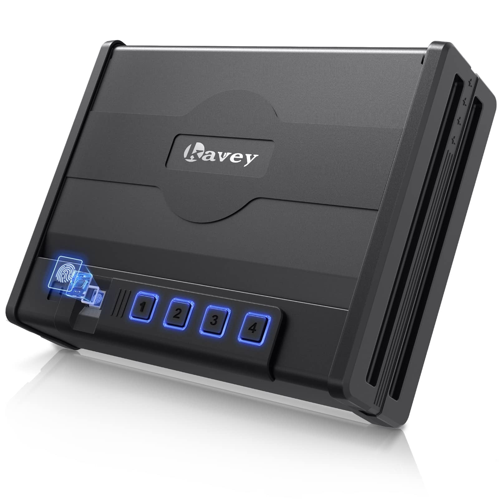 Kavey Biometric Gun Safe for 2 Pistols, Quick-Access with Fingerprint ...
