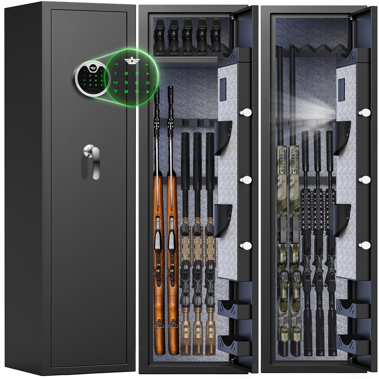 Kavey Digital Gun Safe, Quick Access 3-5 Rifle Safe, Support Frame ...