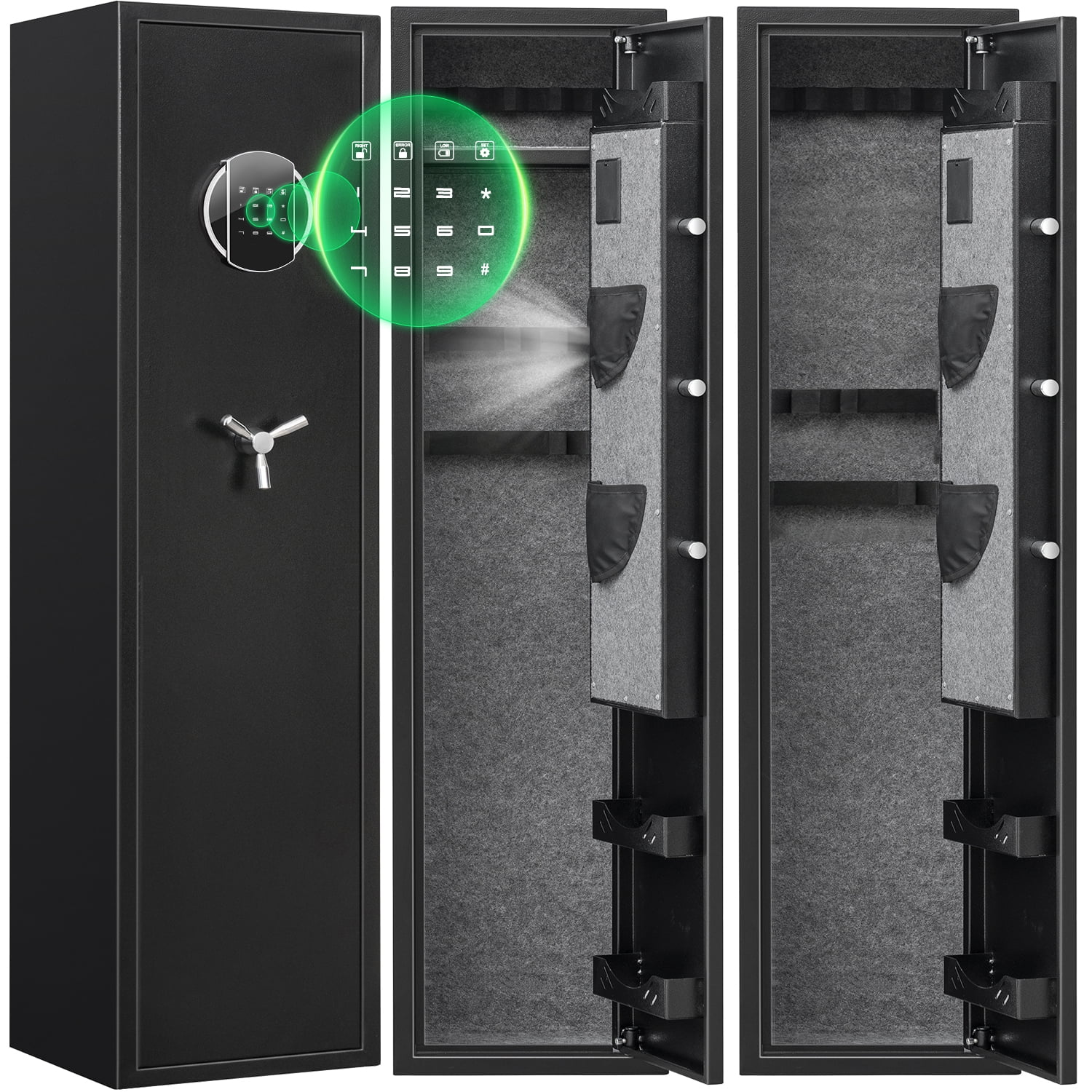 Kavey Gun Safe, Quick Access 3-5 Long Gun Storage, Digital Password ...