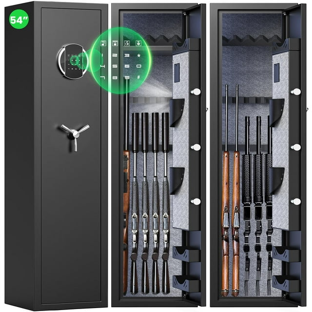 Kavey Gun Safe, Quick Access 3-5 Long Gun Storage, Digital Password ...