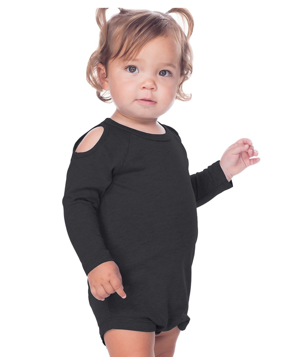 Kavio Baby Girl's Sheer Jersey Cold Shoulder Raglan Long Sleeve Onesie ...