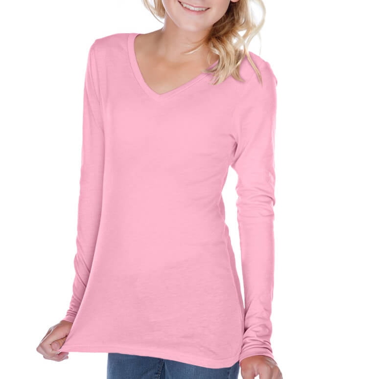 Kavio! Big Girls 7-16 Sheer Jersey V Neck Long Sleeve Baby Pink M ...