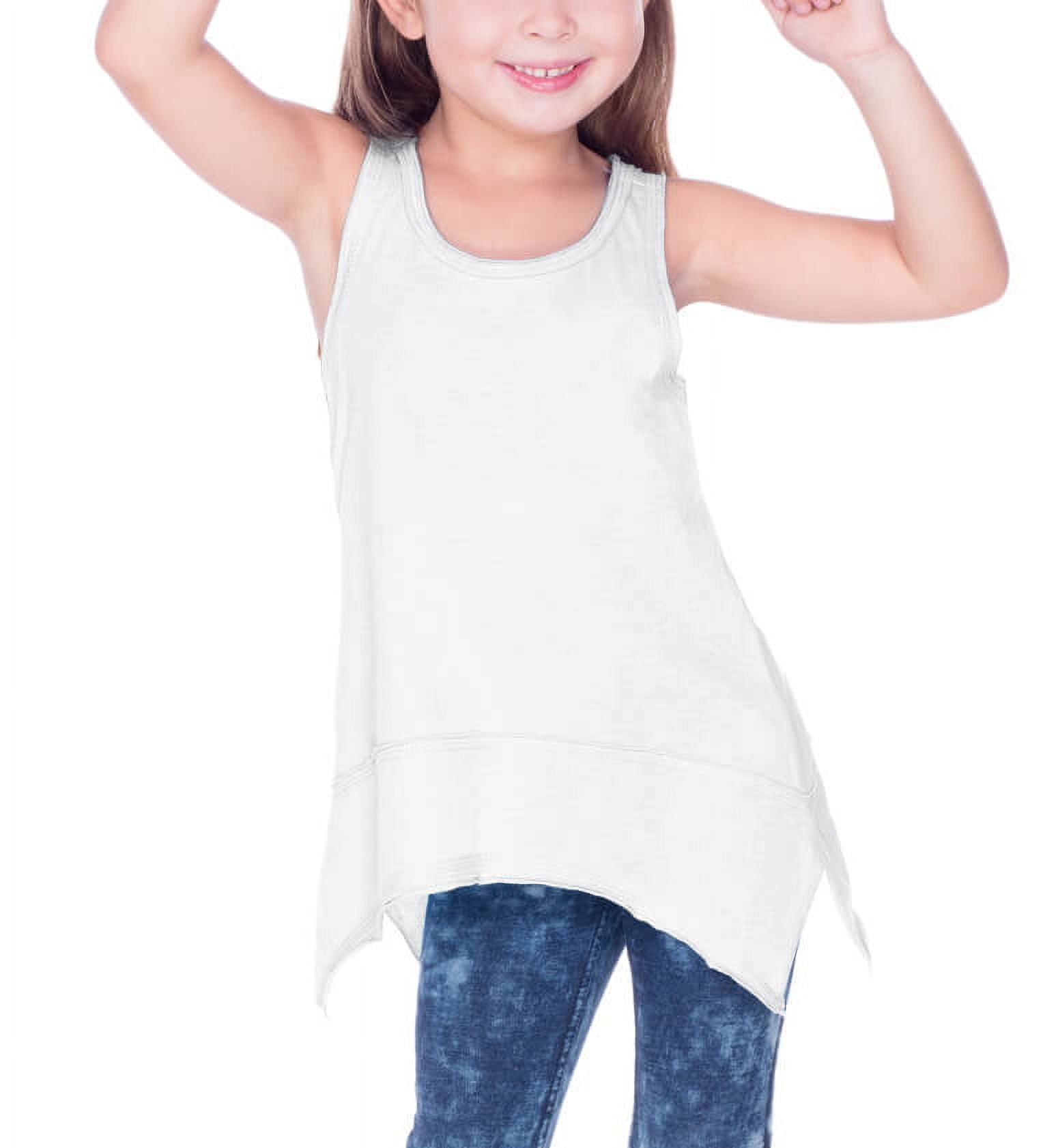 Kavio! Girls 3-6X Sheer Jersey Scoop Neck Raw Edge Shark Bite Tank ...