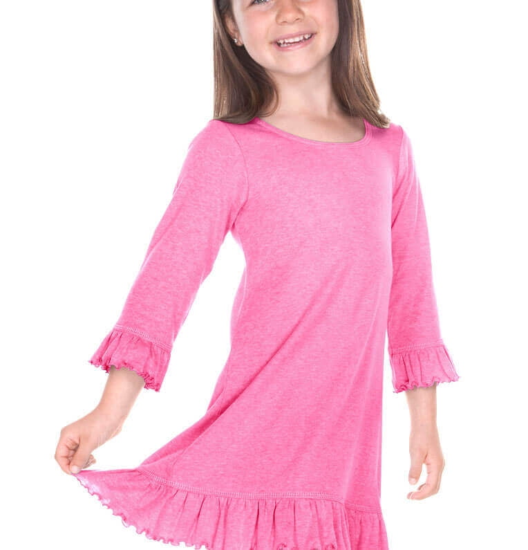 Kavio! Girls 3-6X Ruffled 3/4 Sleeve A-Line Dress Pink Flash 4 ...
