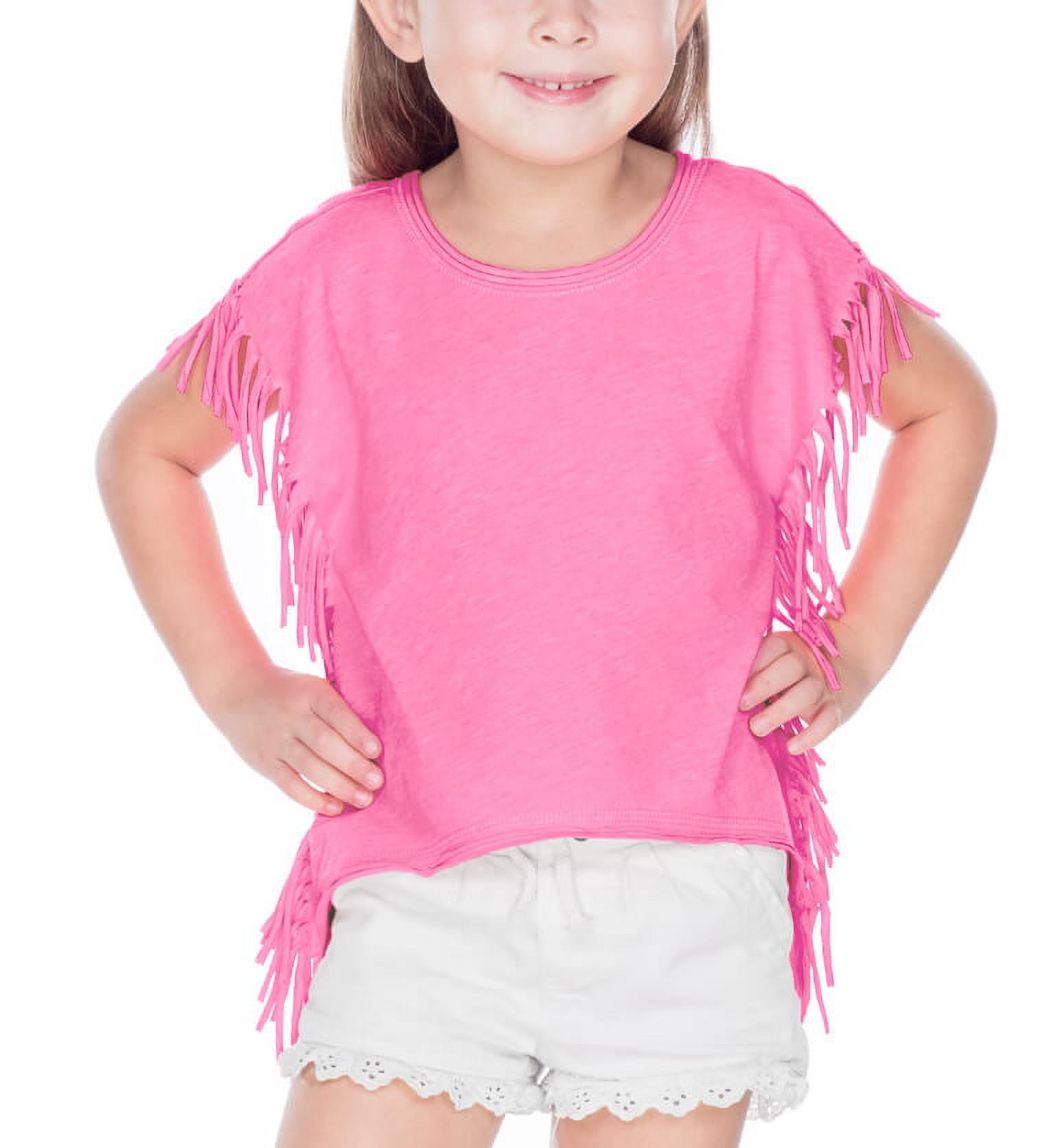 Kavio! Girls 3-6X Sheer Jersey Raw Edge Side Fringe Asymmetrical Cap ...