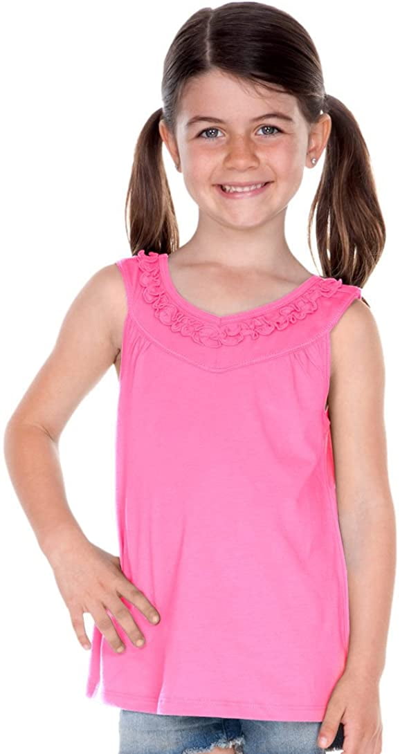 Kavio Girls 3 6x Sheer Jersey V Neck Ruffle Yoke Tank Walmart