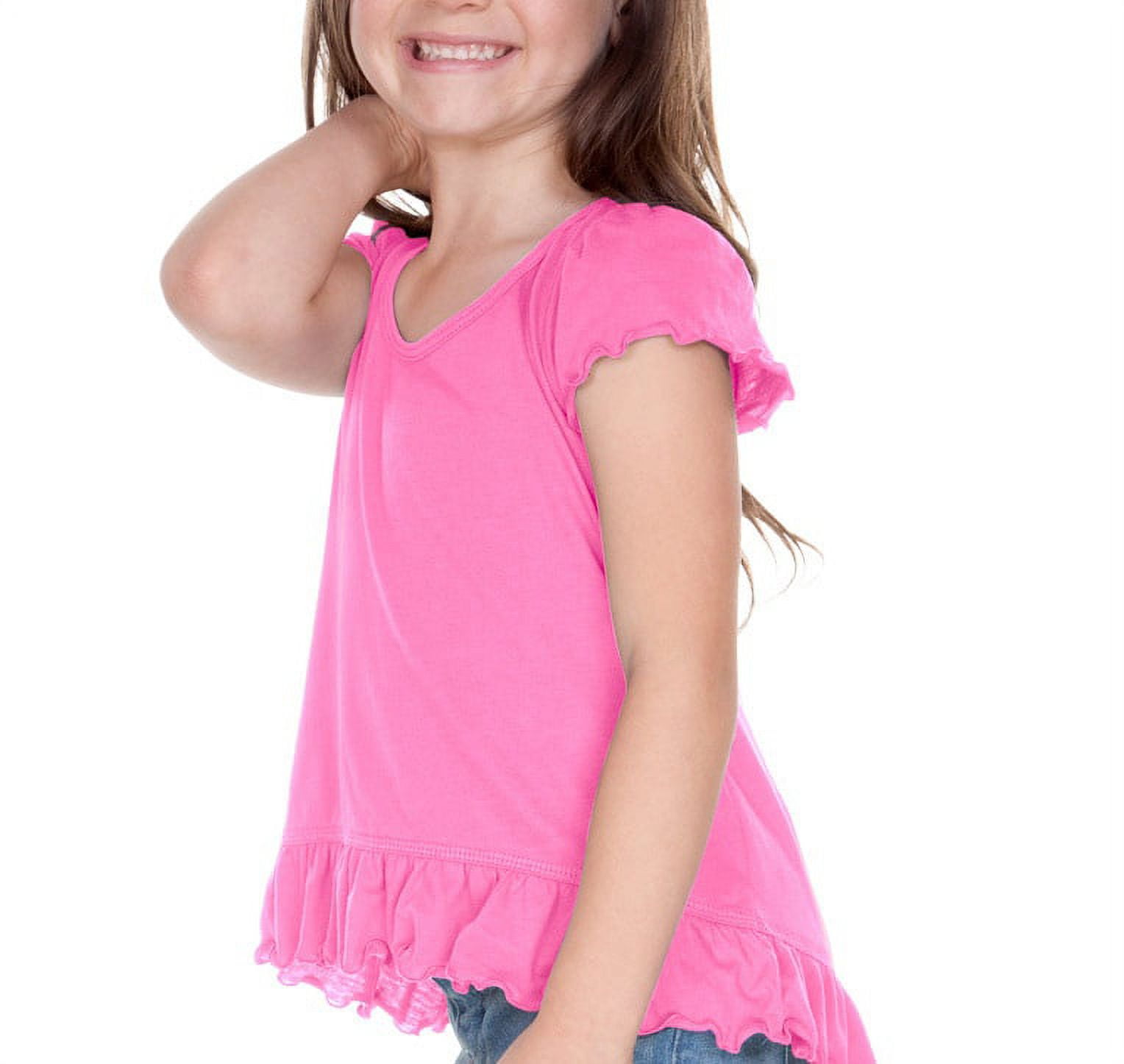 Kavio Girls Sheer Jersey High Low Flutter Top 3-6X PJP0638 - Pink Flash ...