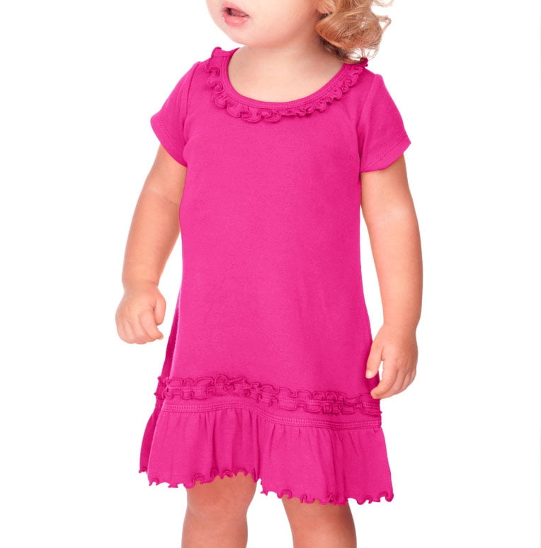 Kavio! Infants Sunflower Short Sleeve Dress Hot Pink 24M - Walmart.com
