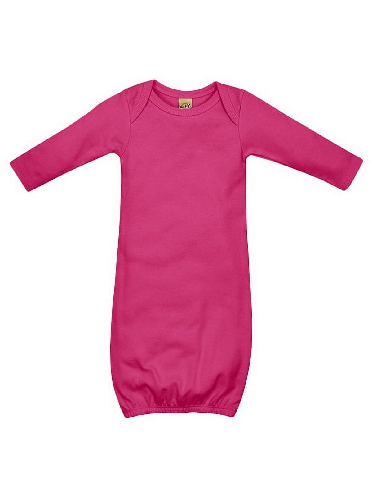 Kavio IIC0585 Infants Interlock Lap Shoulder Long Sleeve Gown-Hot Pink ...