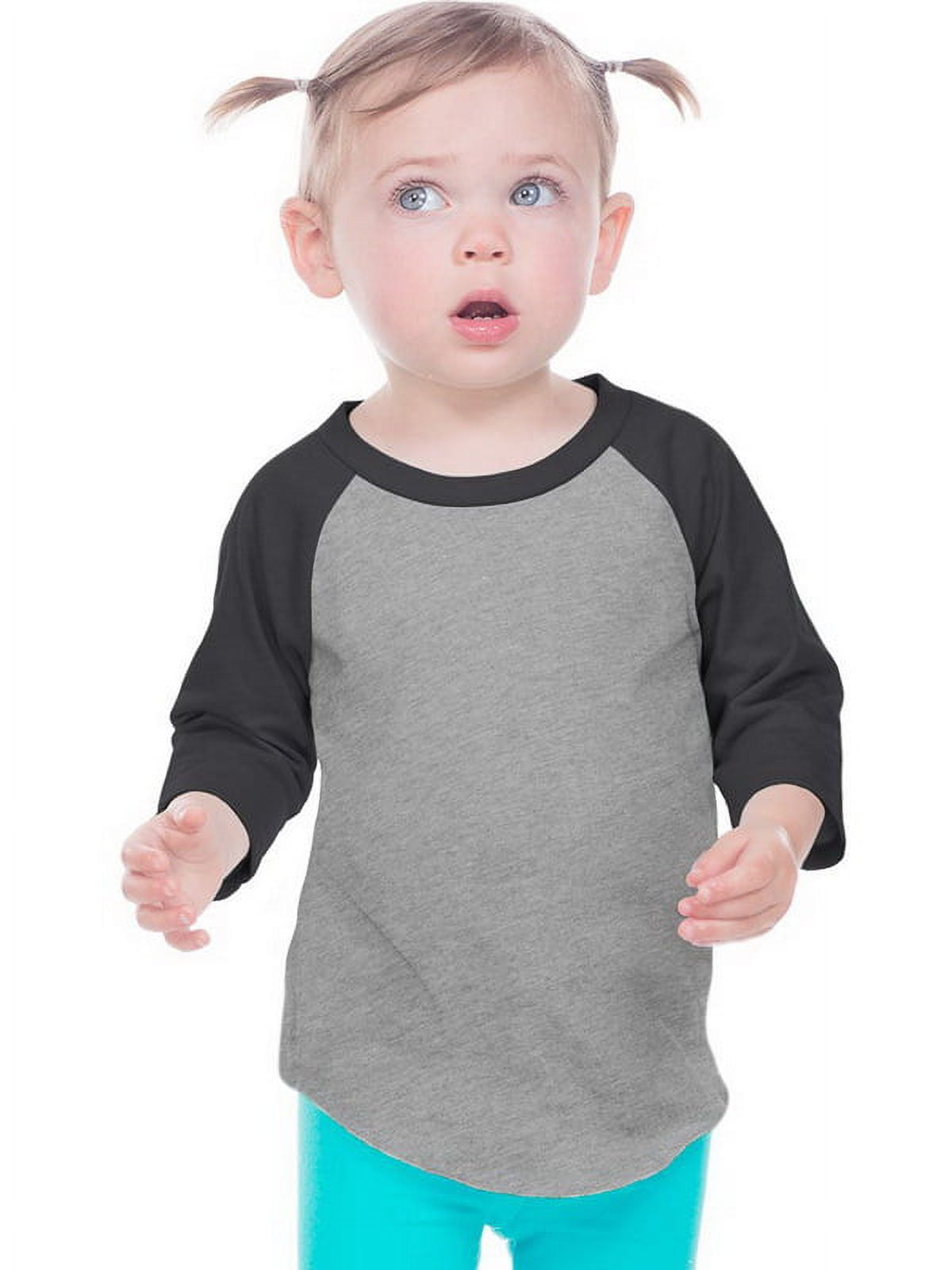 Infant Jersey Contrast Raglan 3/4 Sleeve Dark H.Gray/Black 12M ...
