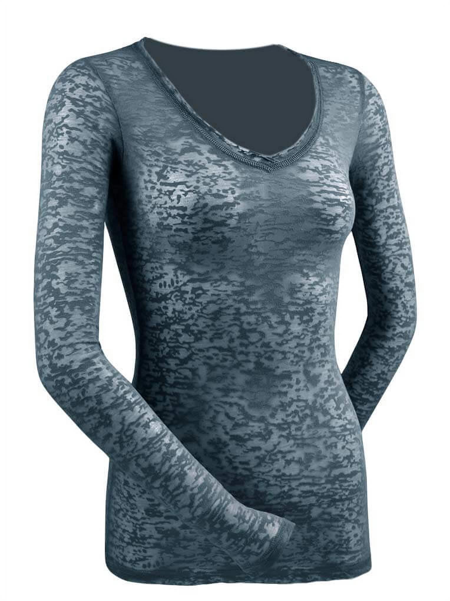 Kavio! Junior Burnout Raw Edge V Neck Long Sleeve Indigo S - Walmart.com