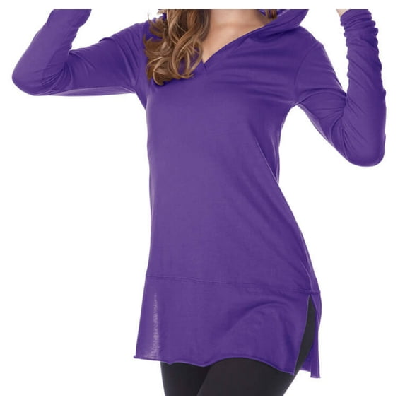 Kavio! Junior Sheer Jersey Insert Hem Long Sleeve Hoodlie Placket ...