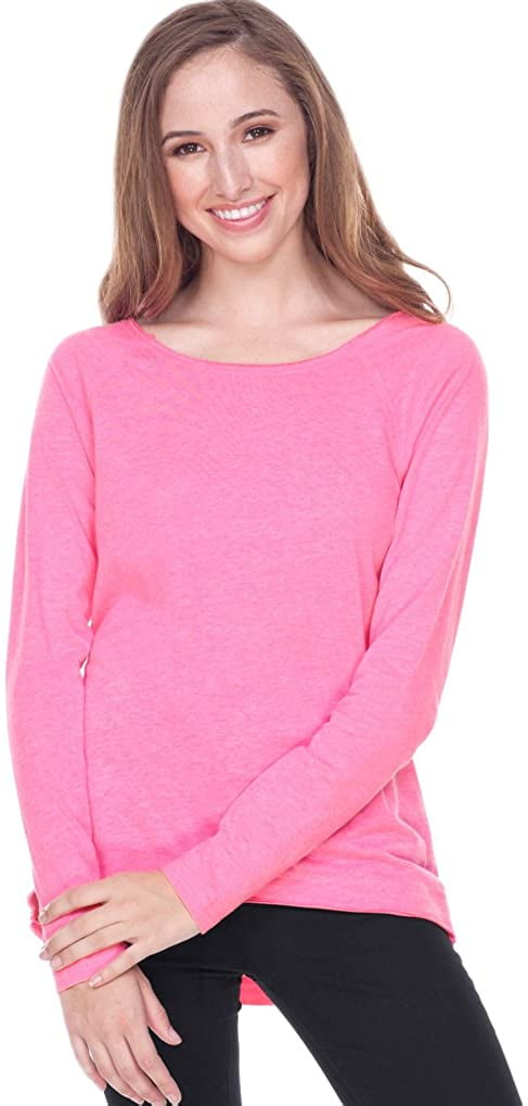 Kavio! Juniors Sheer Jersey Raw Edge Scoop Neck High Low Raglan Long ...