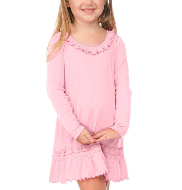 Kavio! Little Girl 3-6X Sunflower Long Sleeve Dress Baby Pink 6X ...
