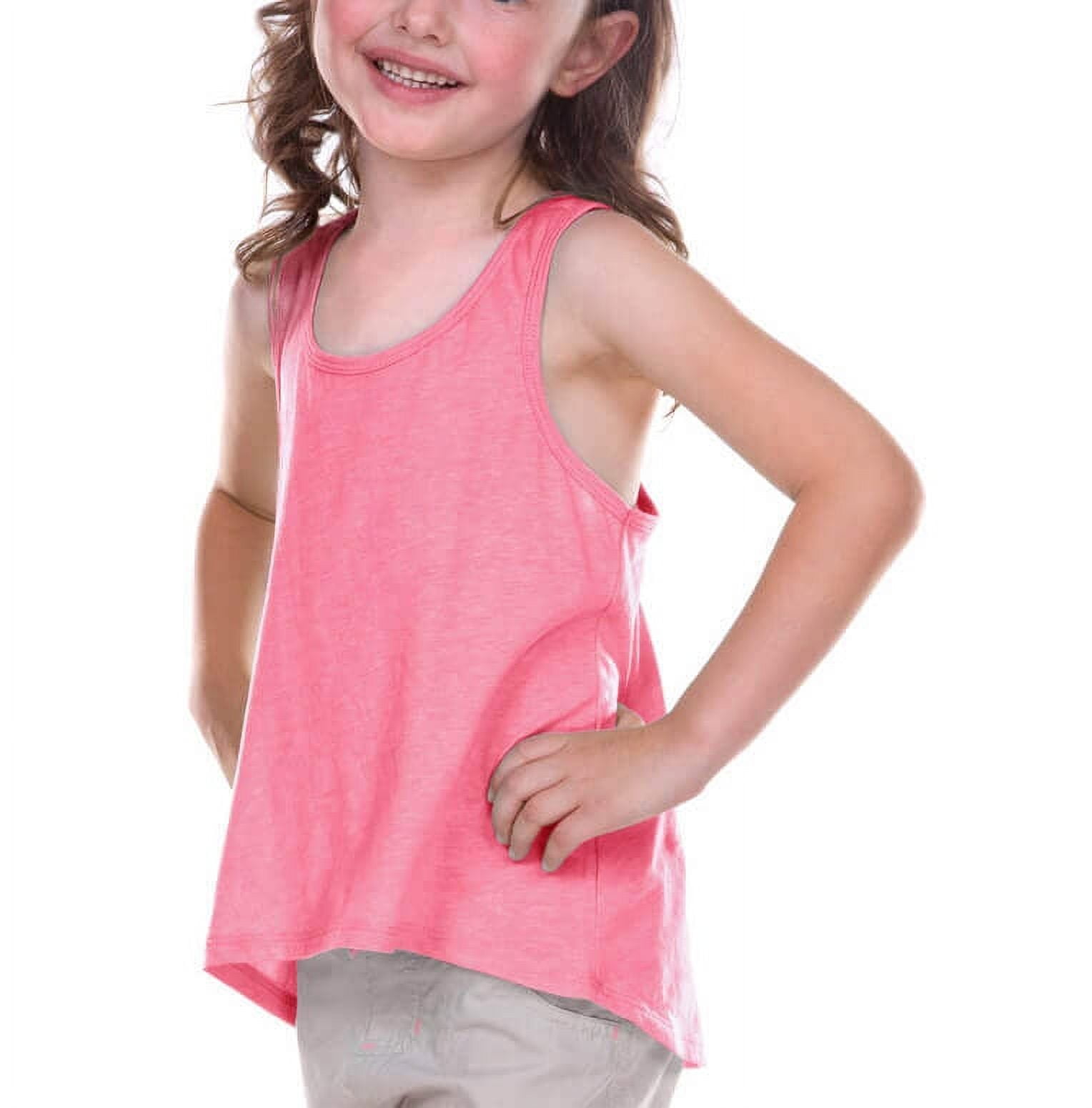 Kavio! Little Girls 3-6X Jersey Scoop Neck High Low Tank Pink Flash 6X ...