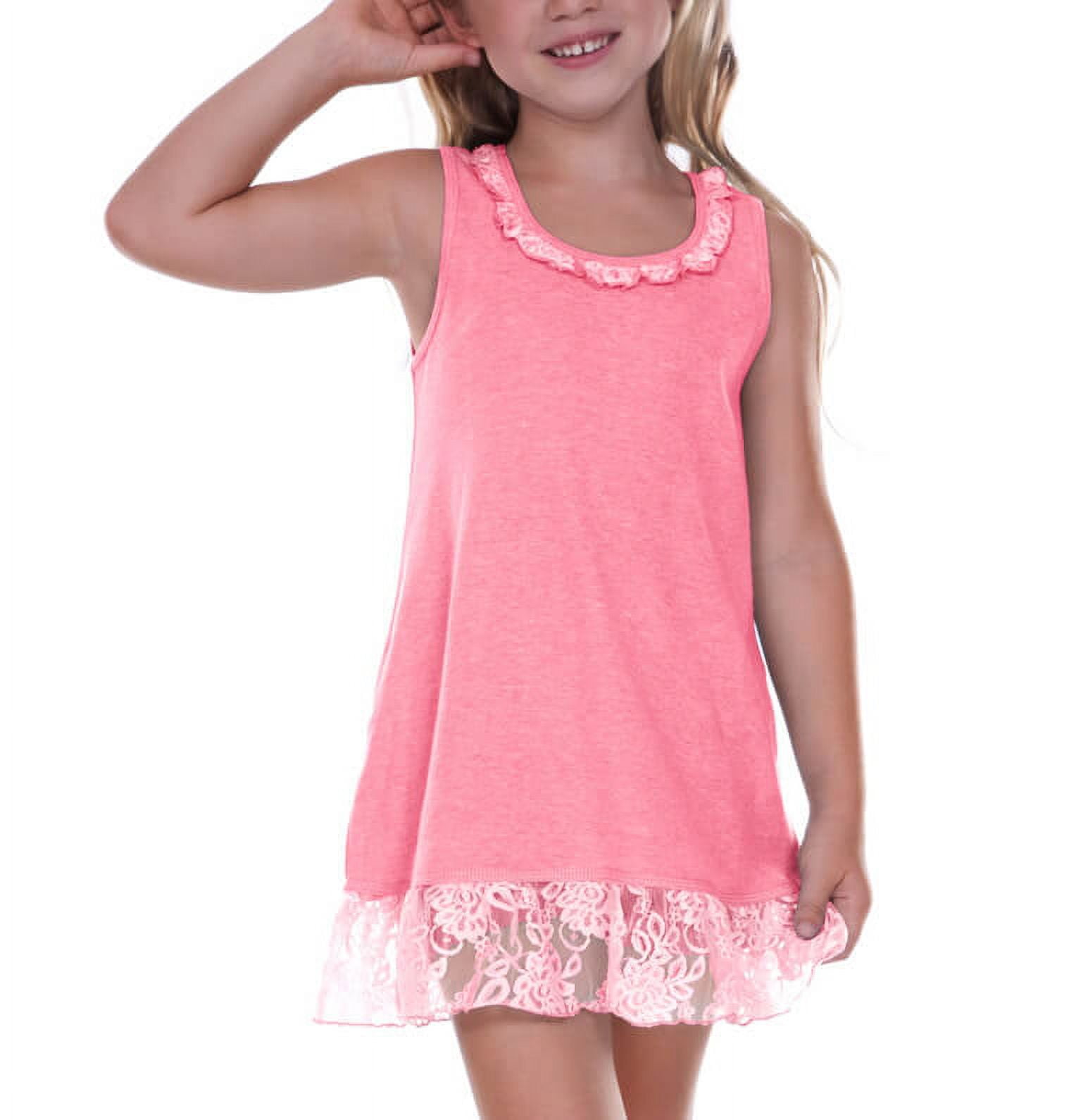 Kavio! Little Girls 3-6X Lace Trim A-Line Tank Dress Pink Flash 3 ...