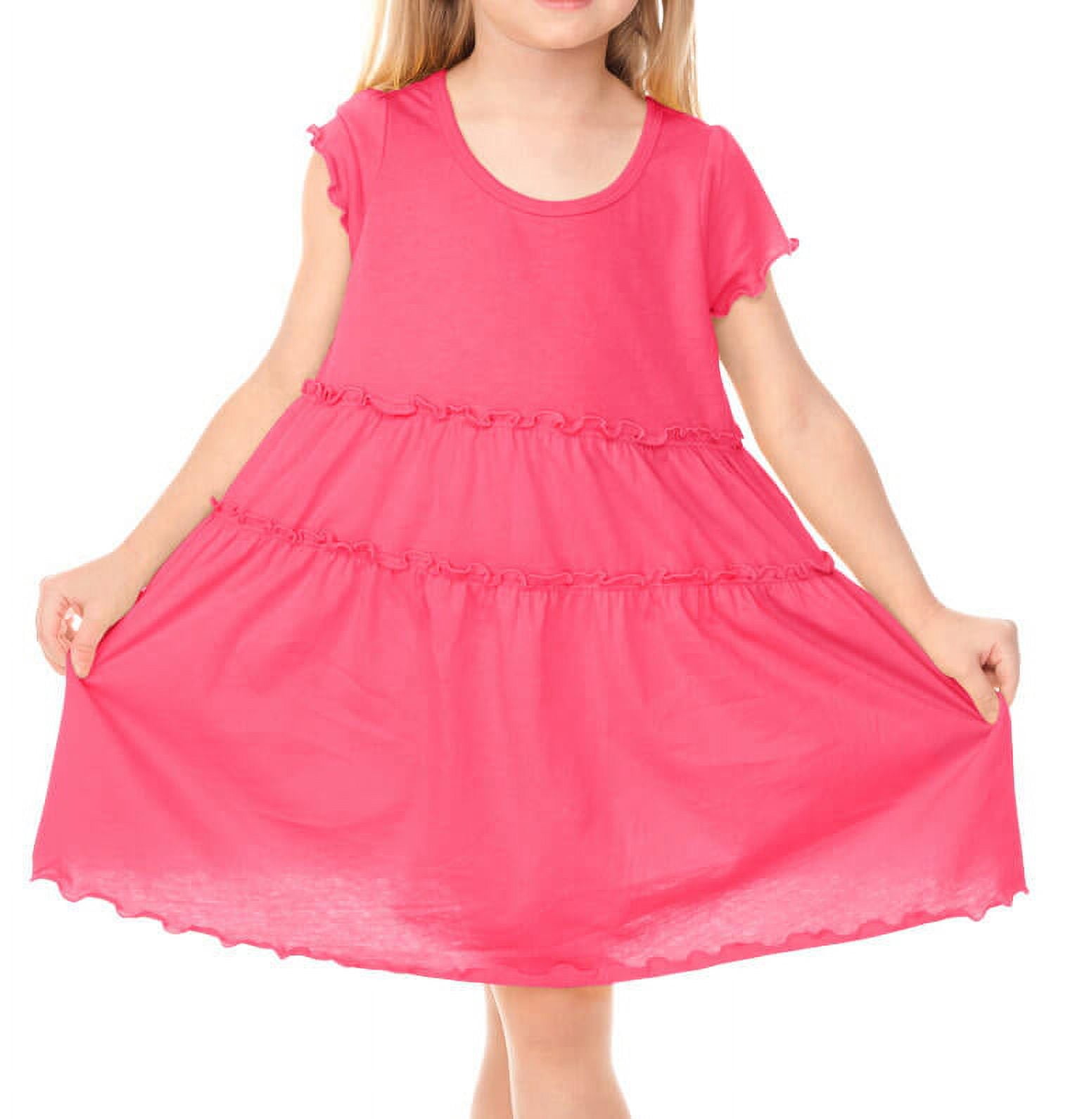 Kavio! Little Girls 3-6X Tiered Lettuce Edge Dress Hot Pink 4 - Walmart.com
