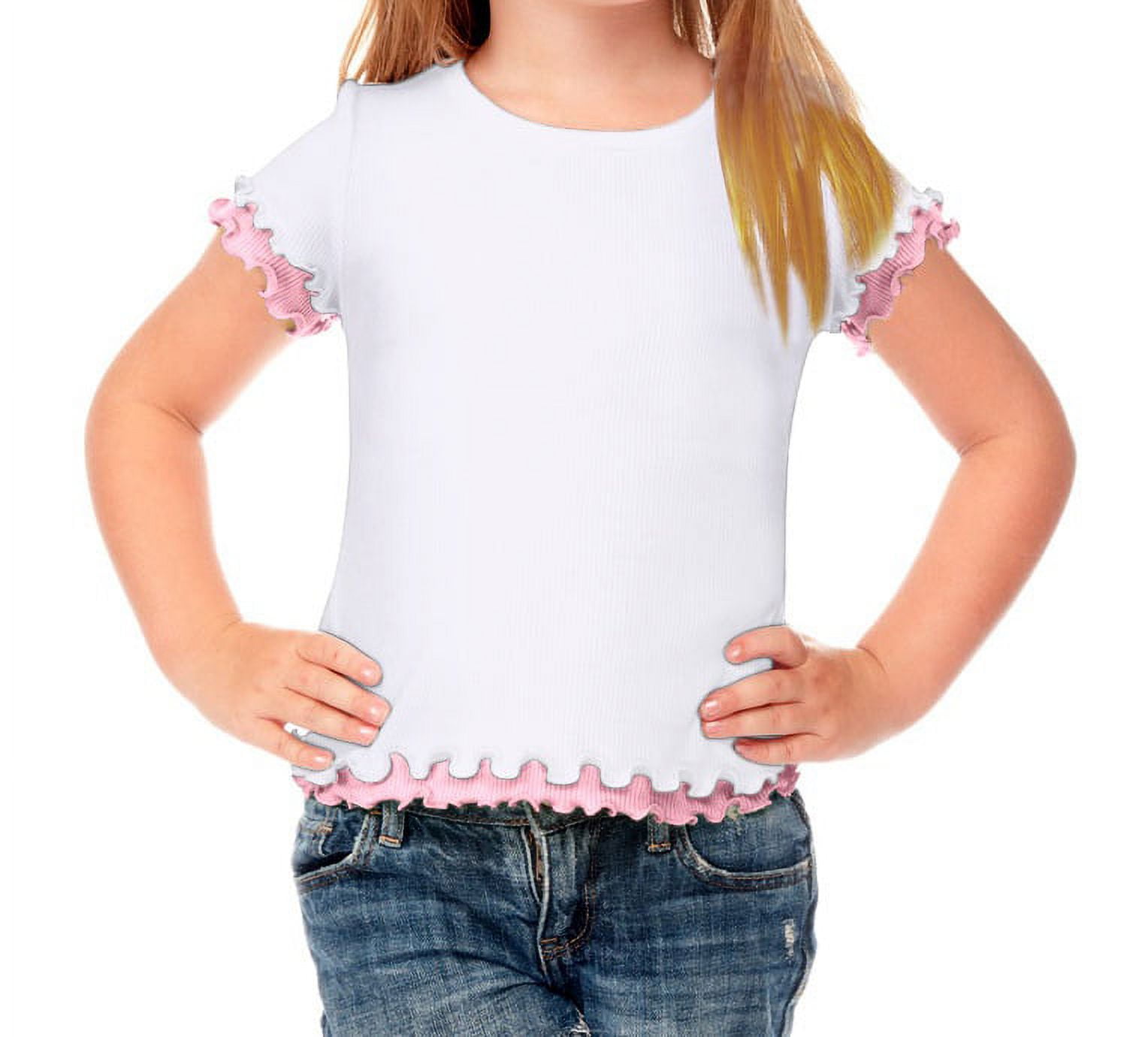 Kavio Little Girls Lettuce Edge 4-6 years Short Sleeve Top P2C0213 ...