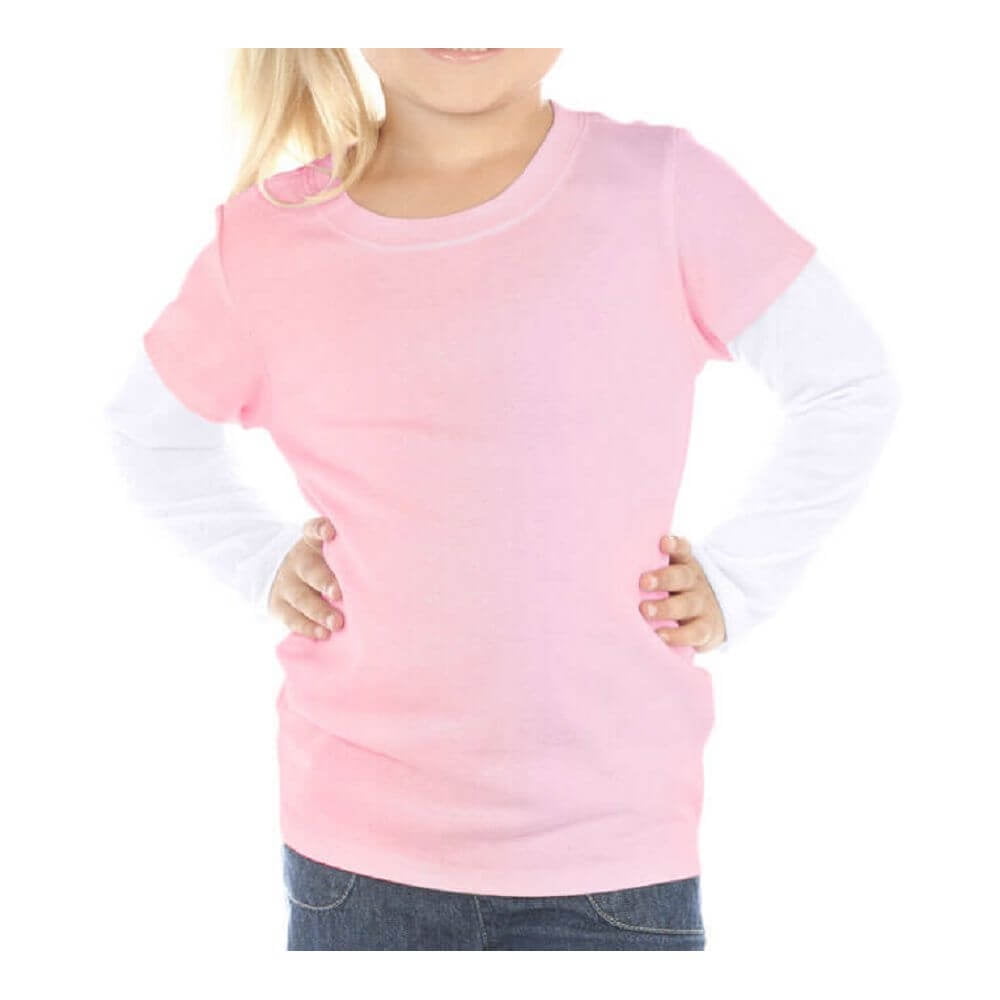 Kavio! Toddlers Two-fer Long Sleeve Top Baby Pink/White 2T - Walmart.com