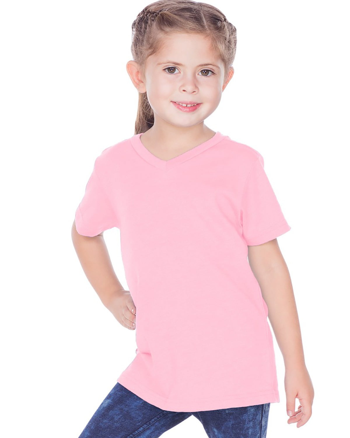 Kavio Toddlers V Neck Short Sleeve TJP0576 - Baby Pink - 3T - Walmart.com