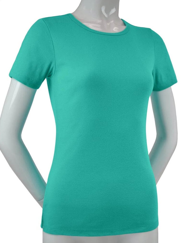 Kavio! Women Crew Neck Short Sleeve Top (Same W1C0347) Caribbean Blue L ...