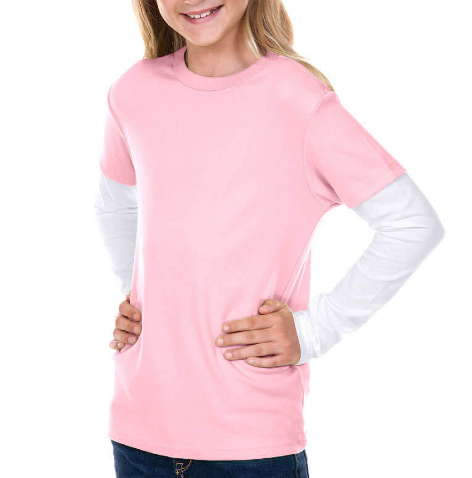 Kavio! Youth Two-fer Long Sleeve Top Baby Pink/White XL - Walmart.com