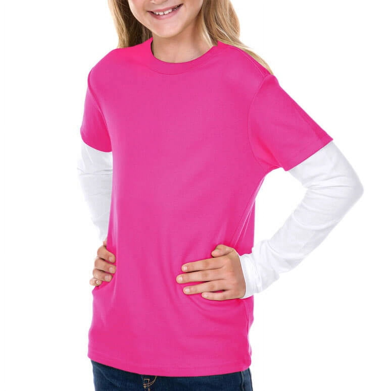 Kavio! Youth Two-fer Long Sleeve Top Hot Pink/White XXS - Walmart.com