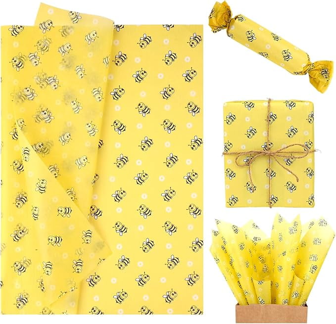 Kavoc 100 Sheet Honey Bee Tissue Paper Spring Summer Tissue Paper Light ...
