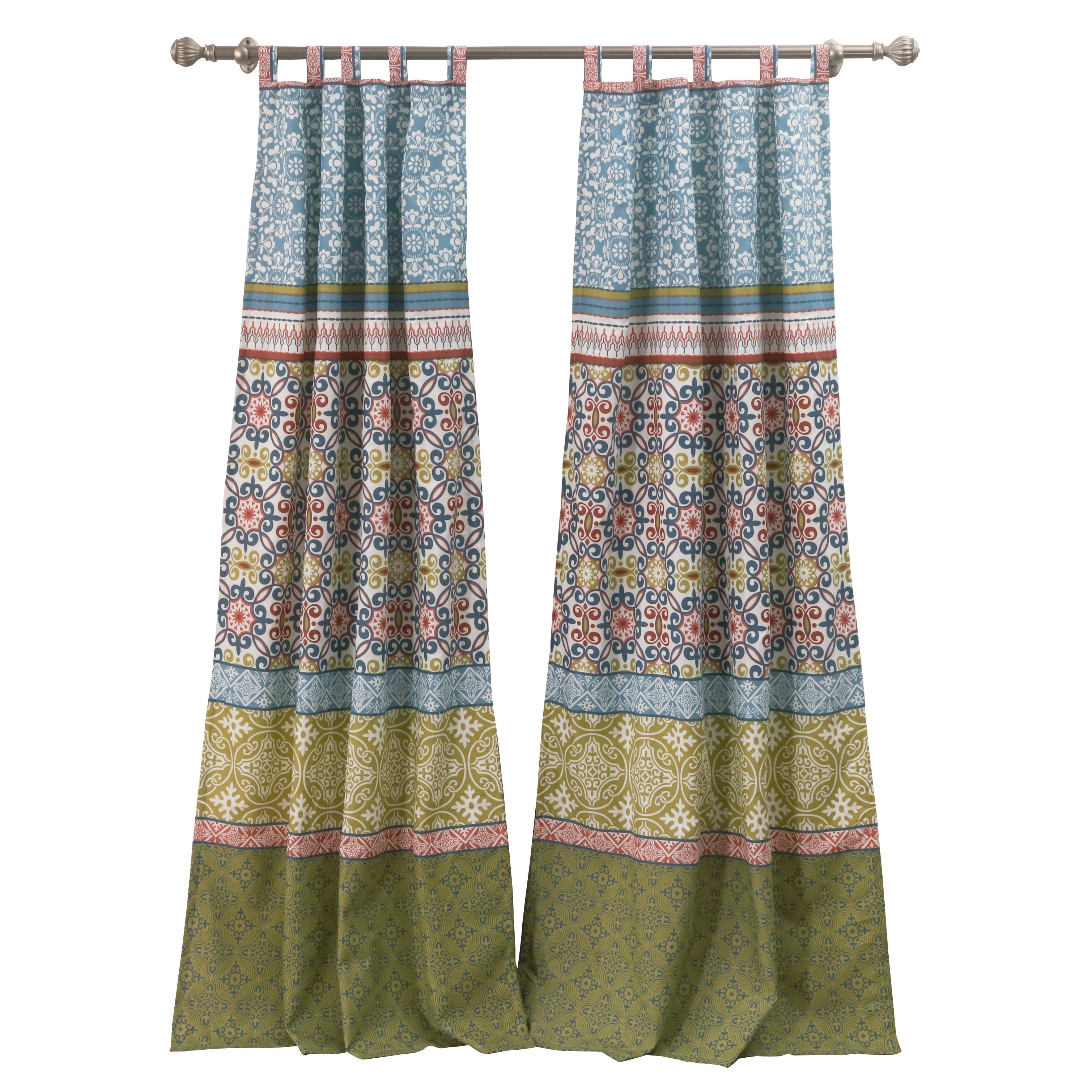 Kaw Set of 2 Panel Curtains, Multicolor Geometric Patterns, Polyester ...