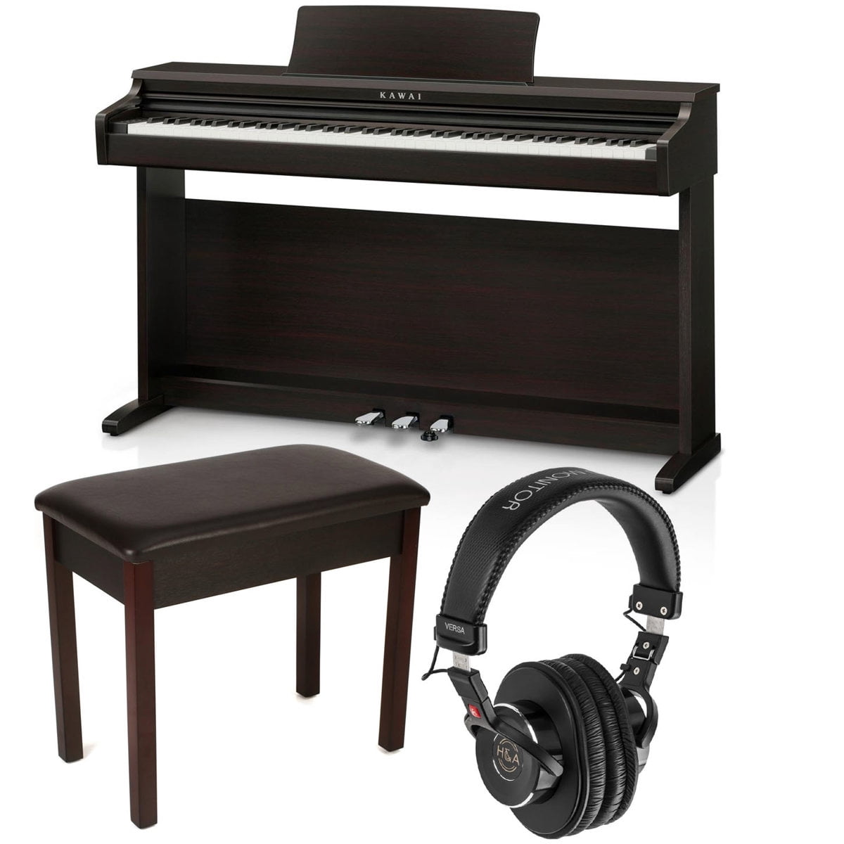Kawai KDP120 88-Key Digital Piano with Bench, Premium Rosewood Bundle ...